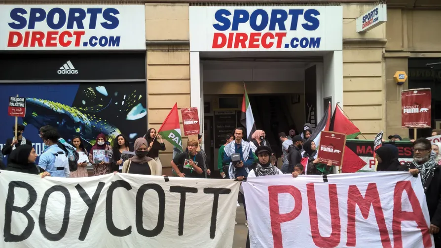 Campaigners protesting at Puma offices joined by member of Palestinian ...