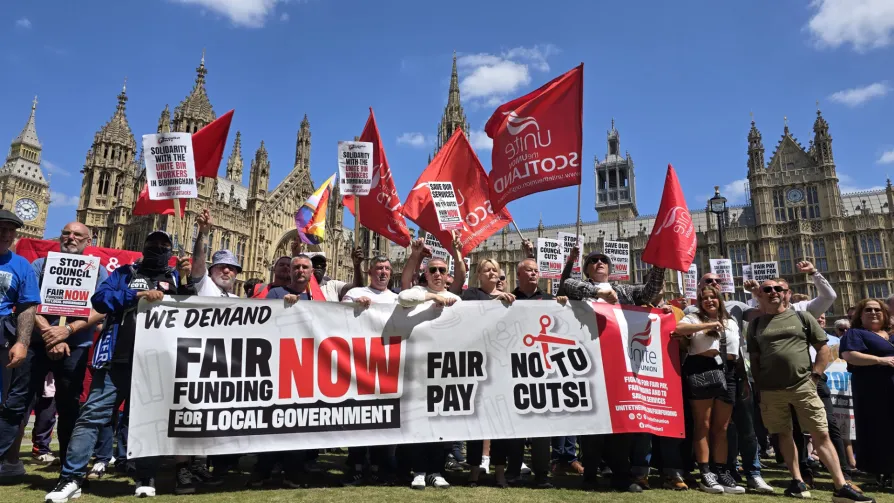 Local authority workers stage parliamentary protest over fair funding ...