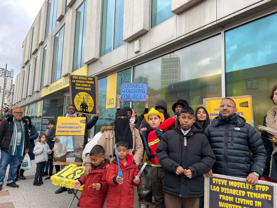 Protest outside L&Q housing association over family of five stuck in ...